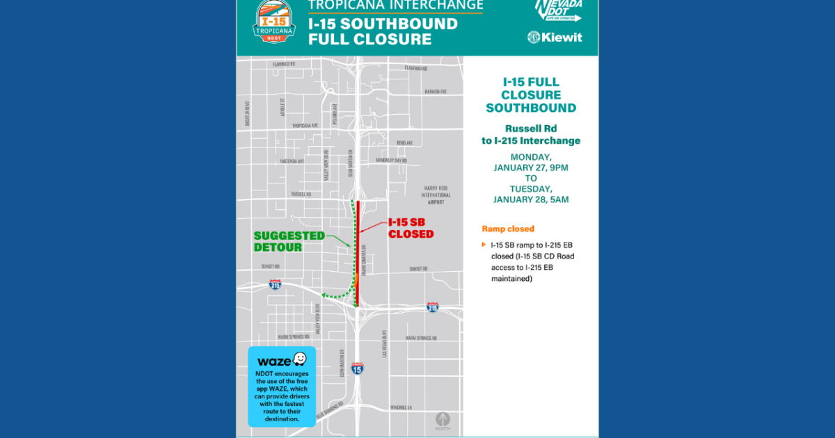 NDOT warns drivers to plan ahead for overnight closure on Interstate 15