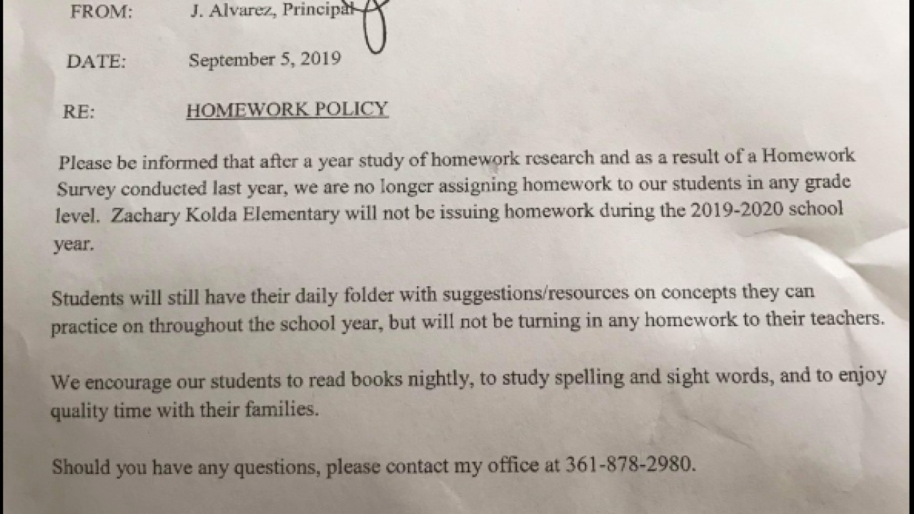 School adopts no homework policy