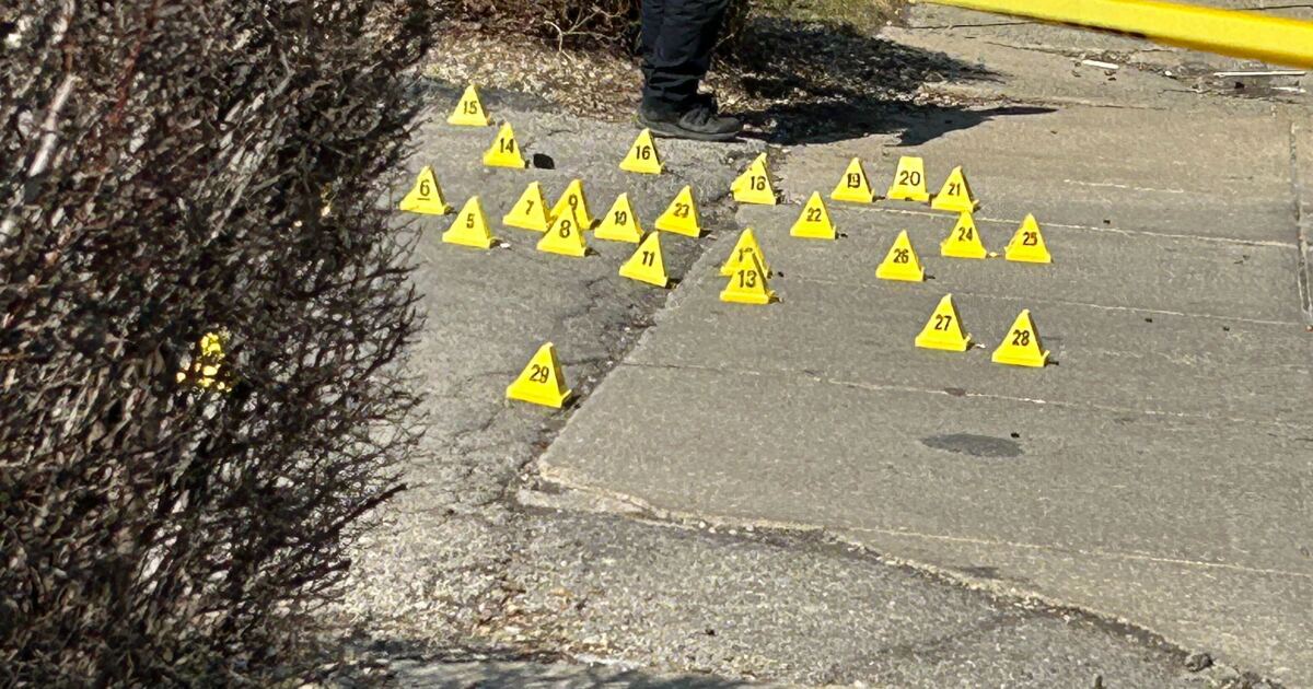 Police activity, and over 60 evidence markers, at East 130th at Buckeye ...