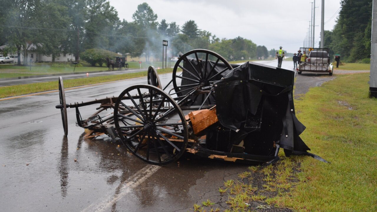 Amish buggy demolished after being rear-ended by car