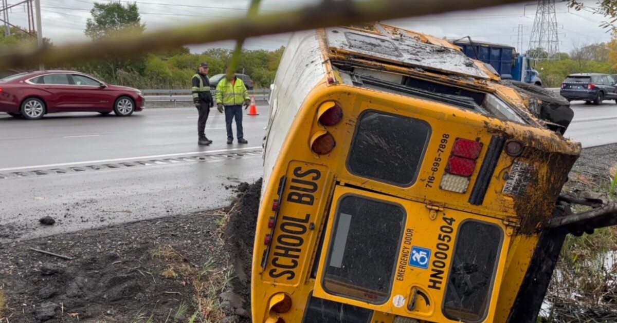 Five children and bus aide injured in school bus crash on I-290 in Amherst