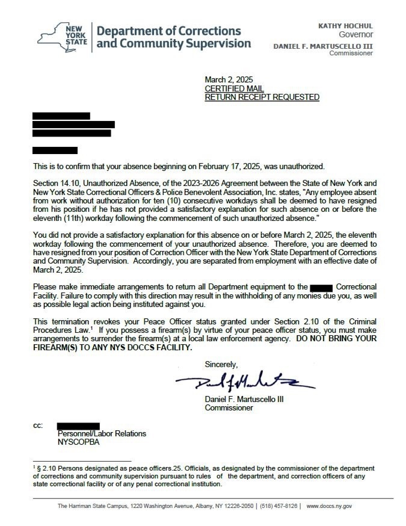 Some New York State corrections officers being fired for continuing to strike