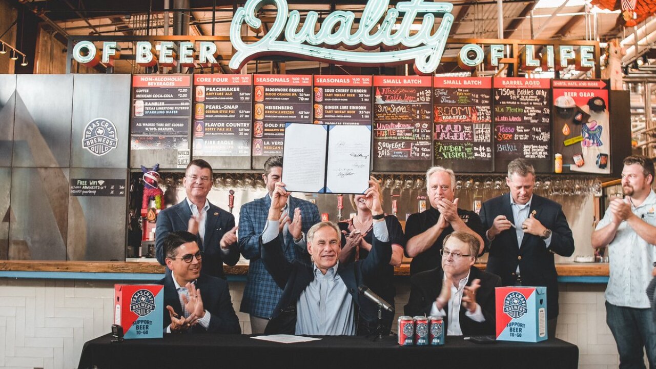 Gov. Abbott signs bill allowing "Beer-to-go" in Texas