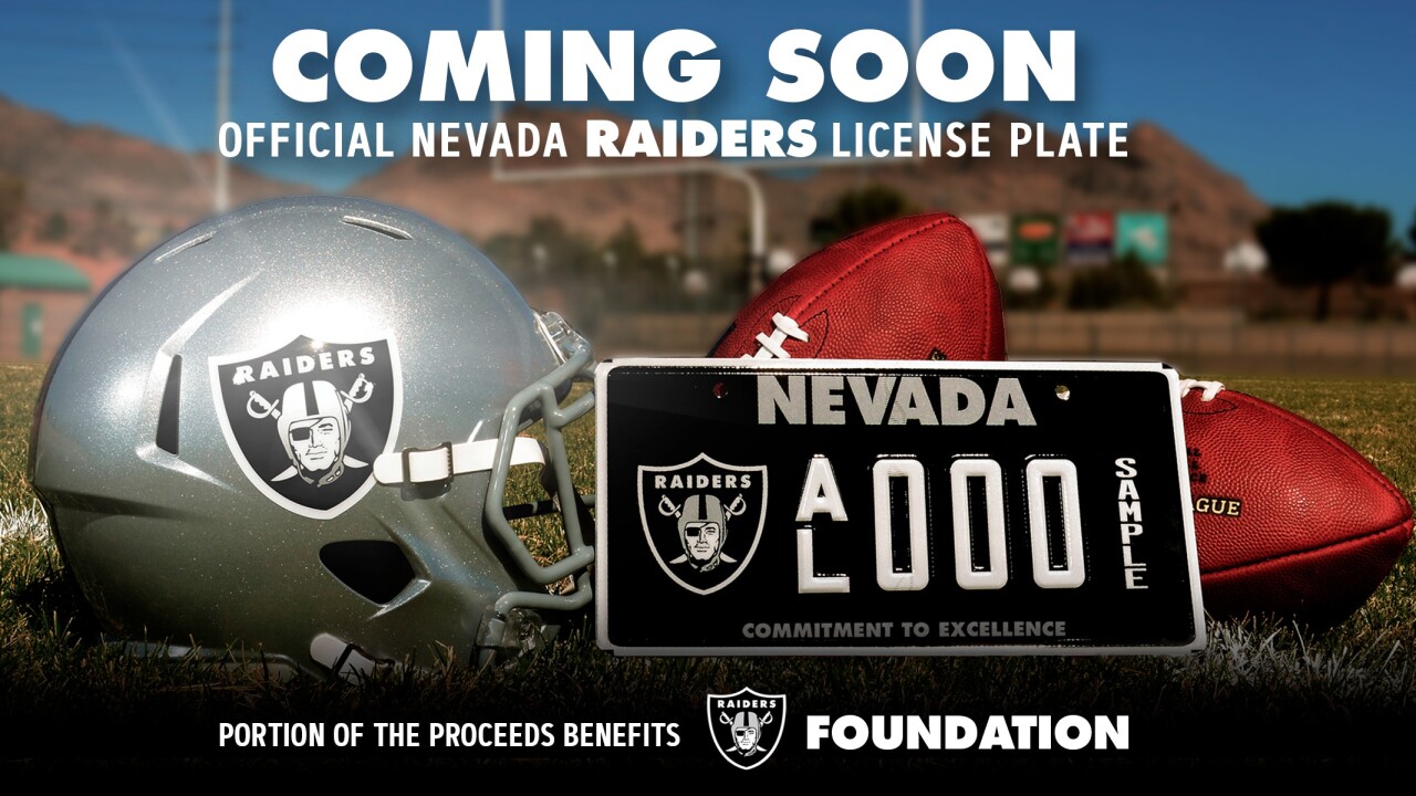 Raiders license plates for sale in Nevada beginning in January