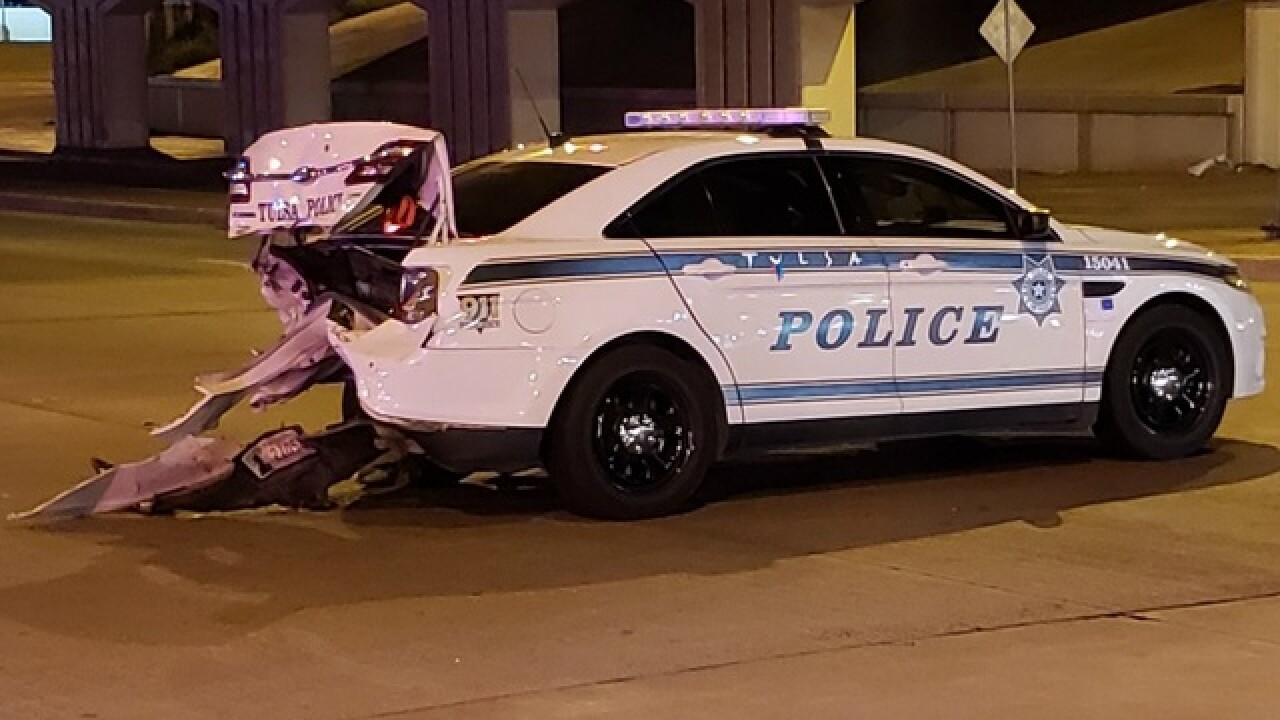 Driver slams into Tulsa Police cruiser