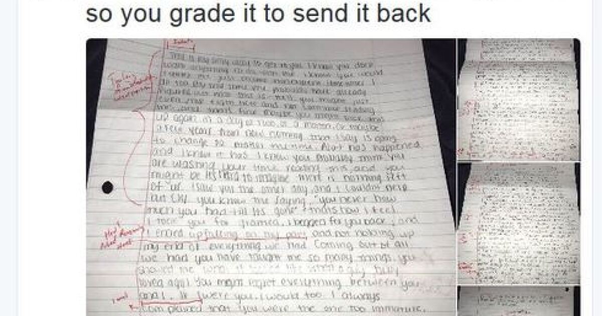 Student grades ex's apology letter, returns it
