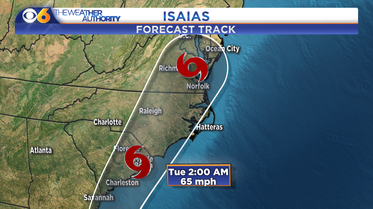 Tropical Storm Isaias: Latest forecast track, impacts to Virginia