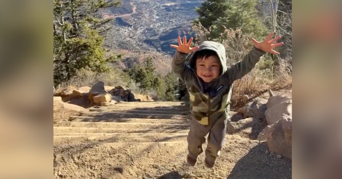 Three-year-old boy tackles Manitou Incline by himself!