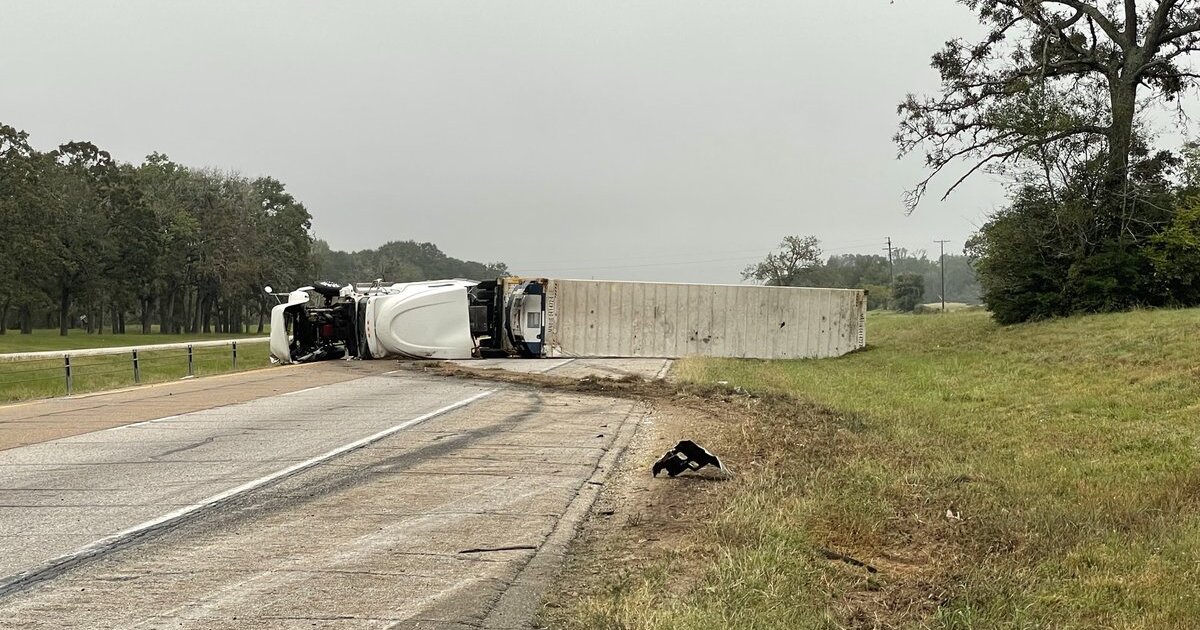 Sleepy truck driver tips over big rig carrying sulfuric acid in Leon County, police say