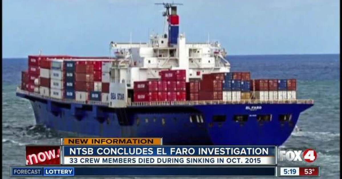 NTSB releases final El Faro report NTSB releases final El Faro report