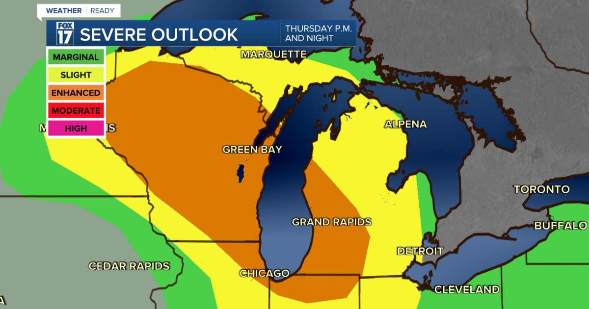 Severe Storm Risk Thursday Night: gusty winds the main severe weather ...