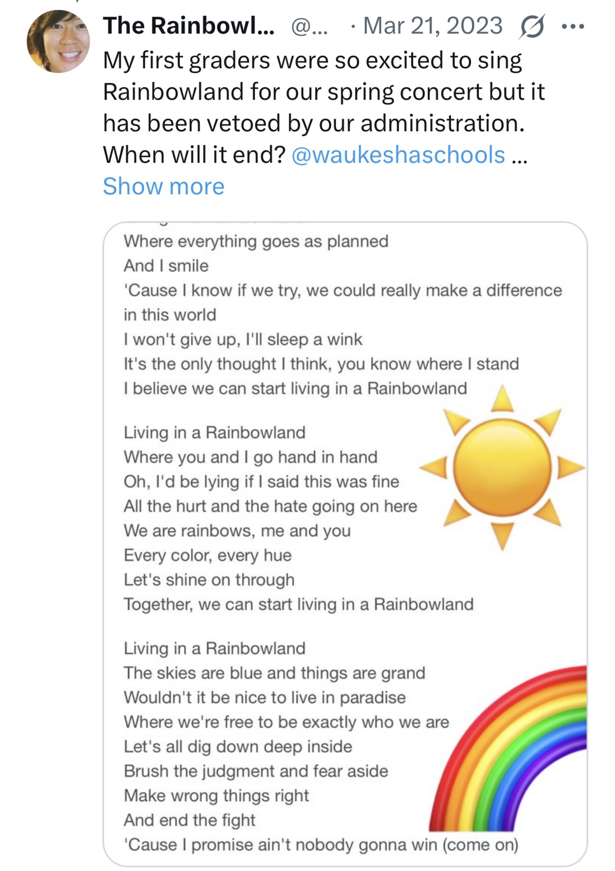 Two years later, would the fired 'Rainbowland' teacher do it again?