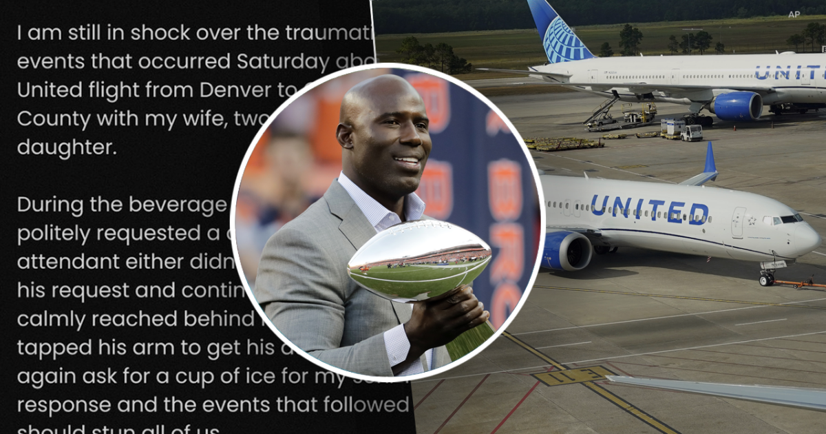 Former Bronco Terrell Davis says he was handcuffed, escorted off United ...