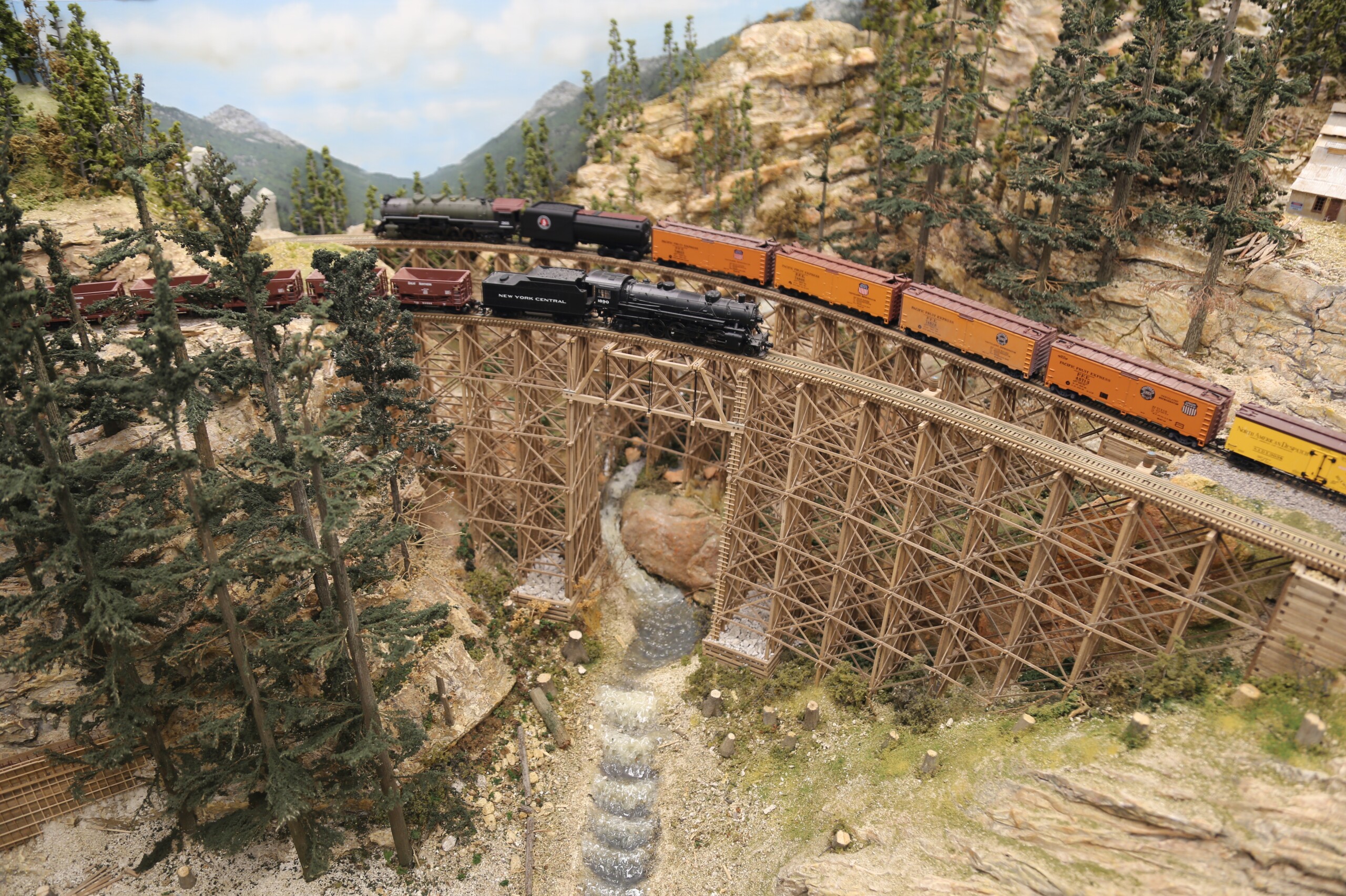 The huge model railroad display in a Menomonee Falls basement