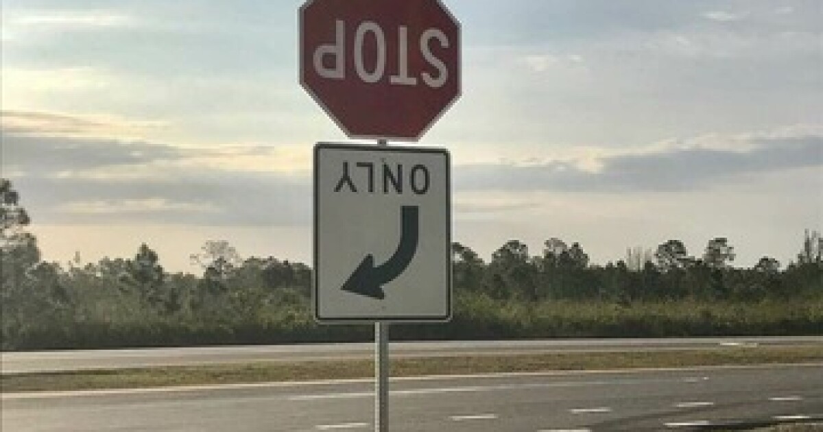 Vandals flip road signs in Cape Coral