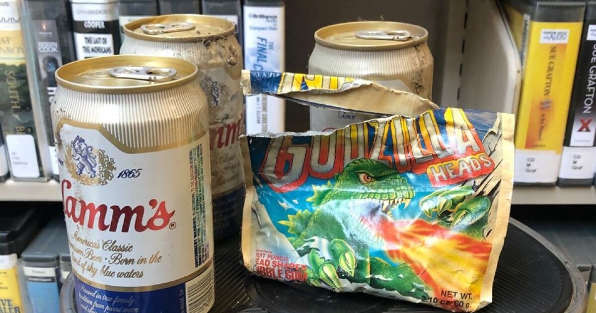 30-year-old gum, beer found hidden behind library shelves