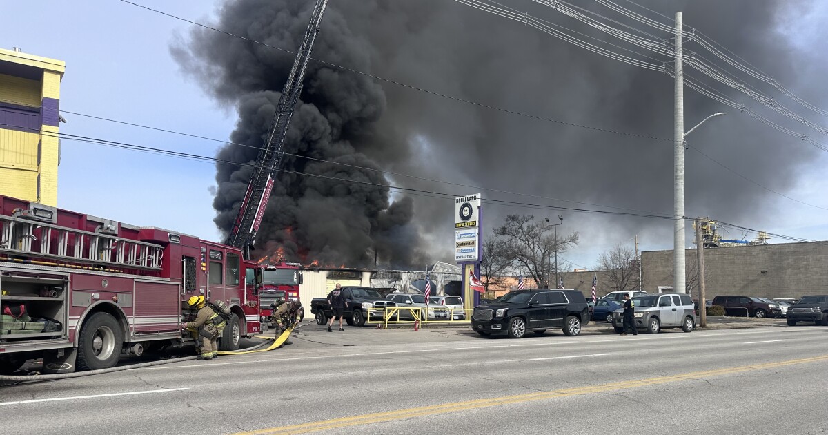 KCK firefighters battled fire at Boulevard Tire Thursday morning