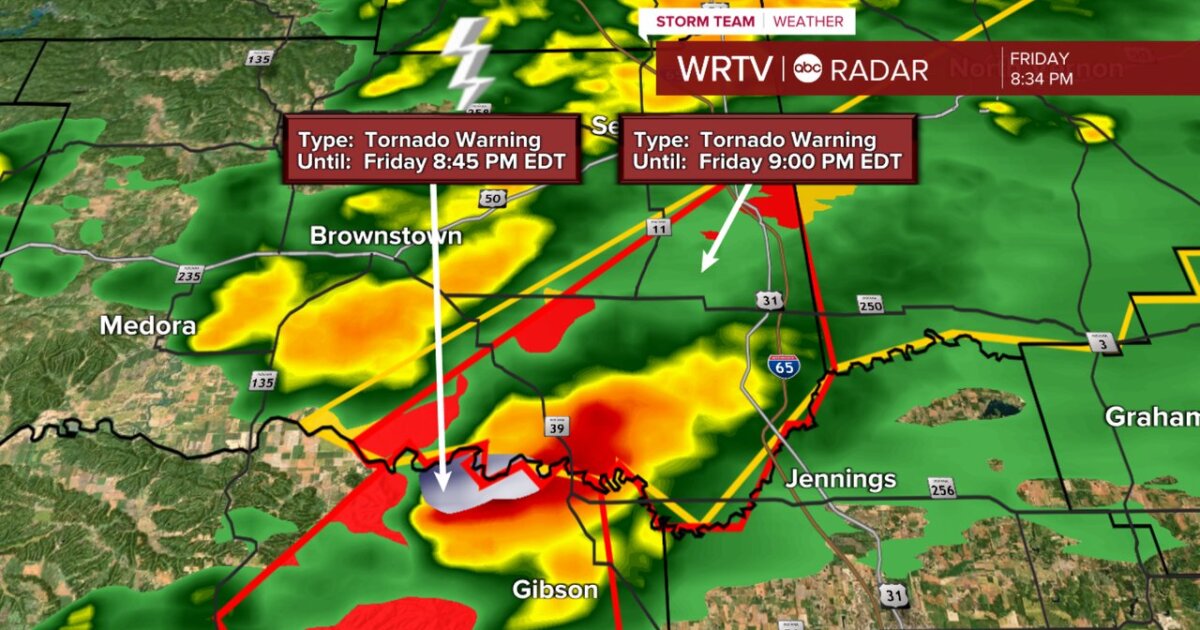 Tornado warnings issued as thunderstorm moved across Indiana Friday