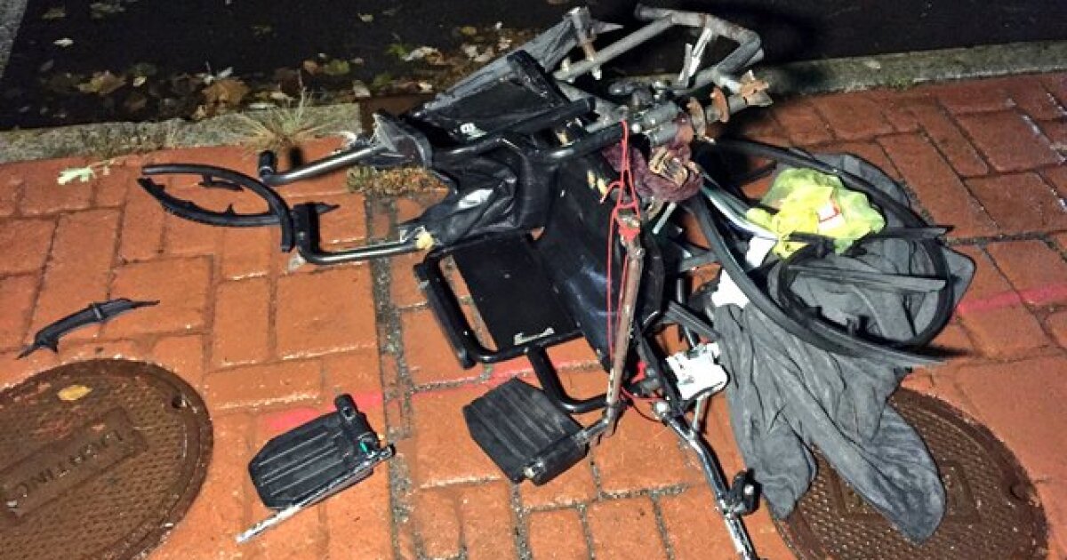 Mangled wheelchair left behind, man to ECMC