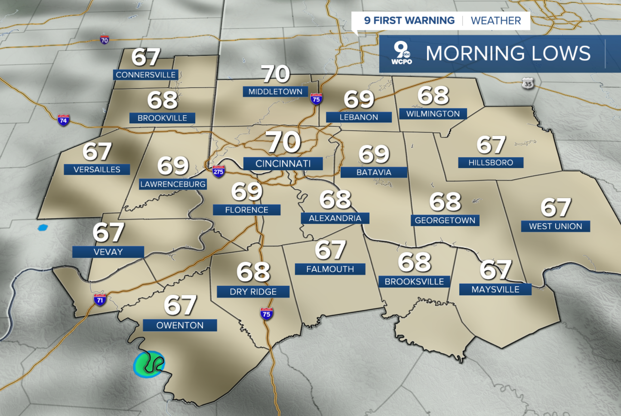 Rain develops through the day