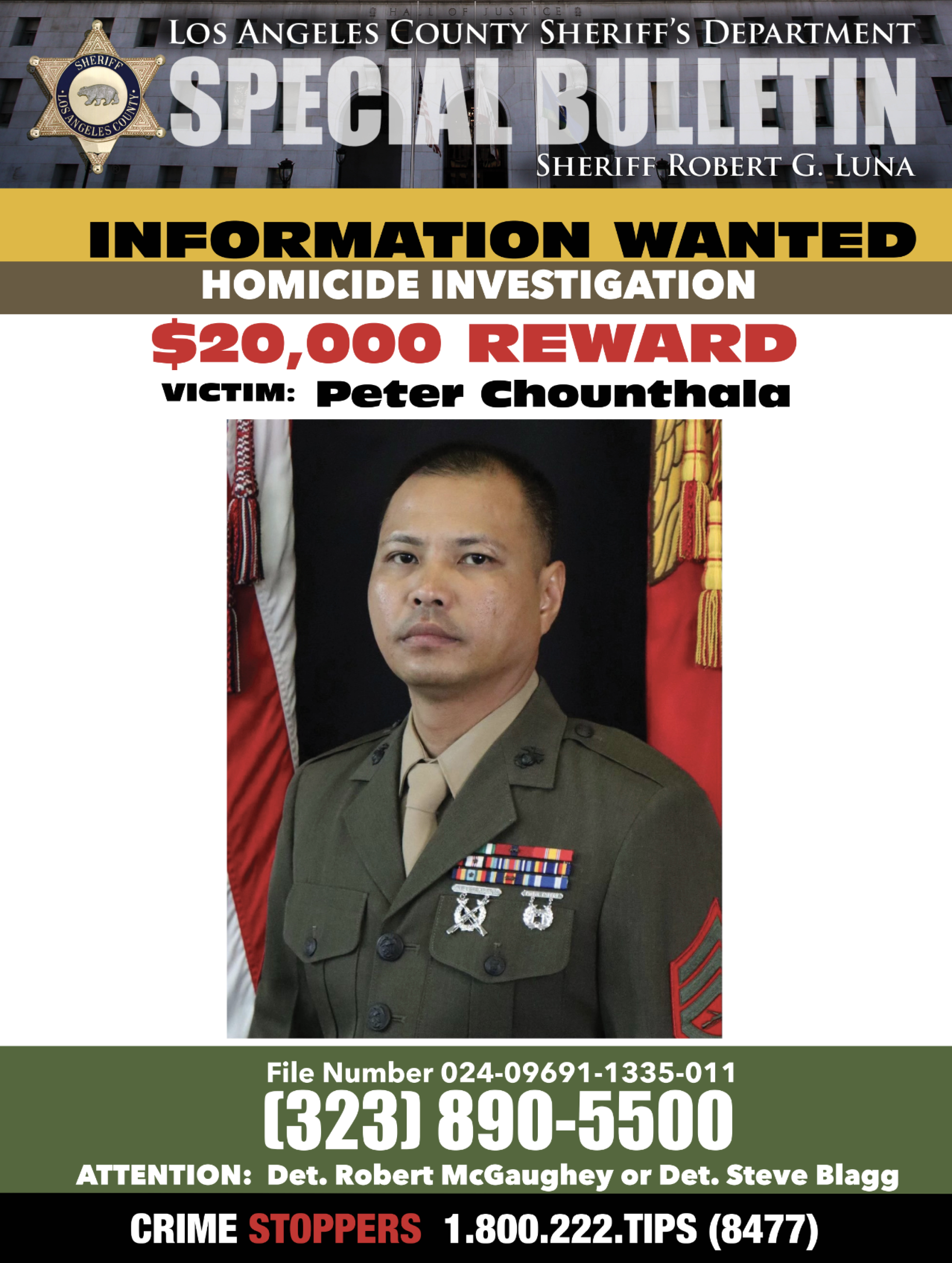 Camp Pendleton Marine killed in Los Angeles County, $20K reward offered