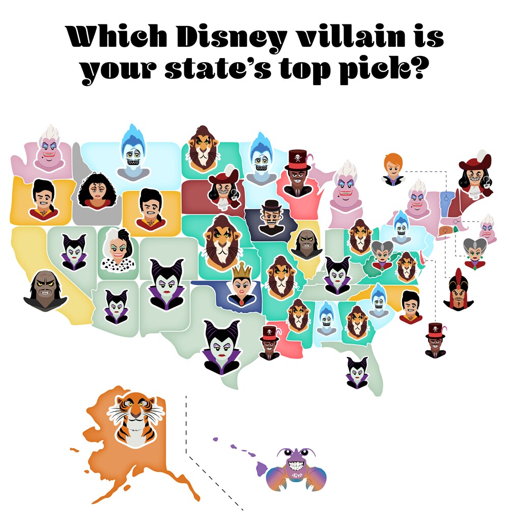 Which Disney villain is the most popular in your state?