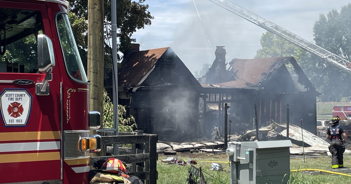 3 fire departments respond to condemned house fire in Scott County
