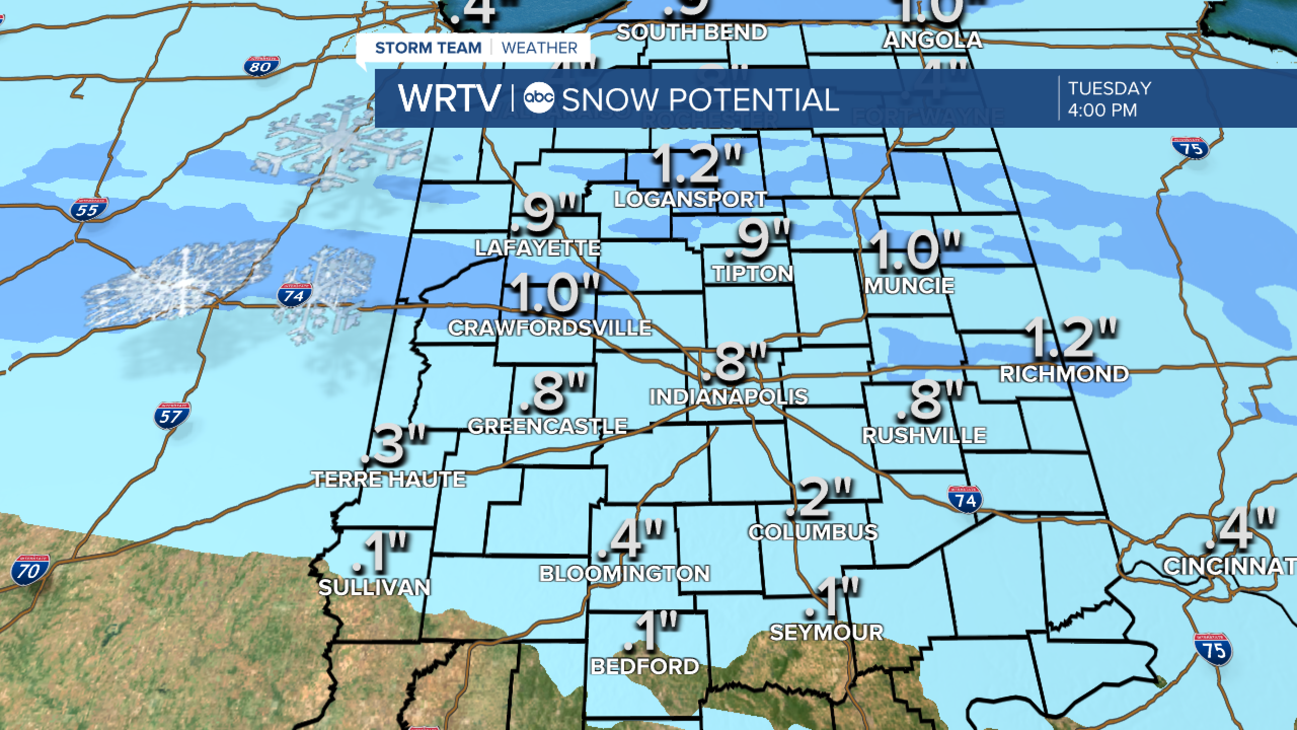 Light snow tomorrow. Coldest morning Wednesday